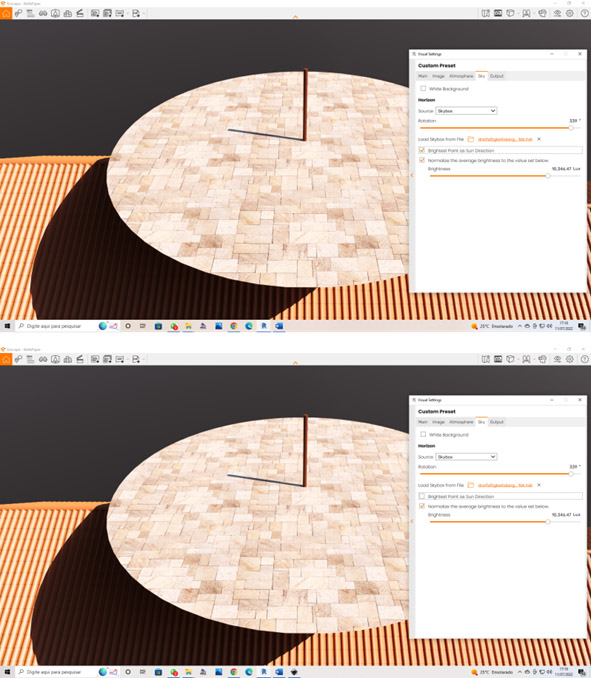 Producing Sunlight-Coherent Images Using HDRI