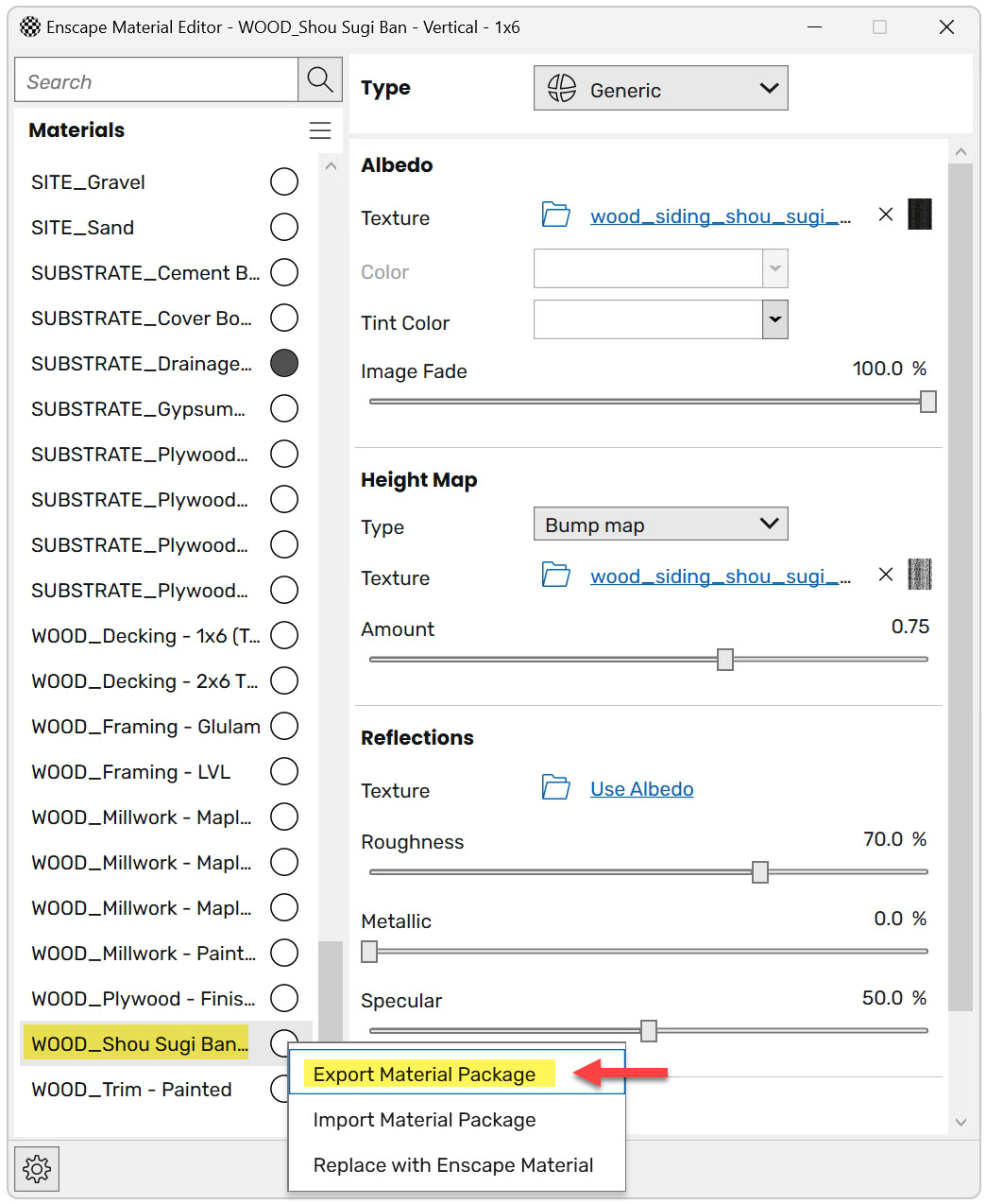 Managing Custom Materials for Enscape