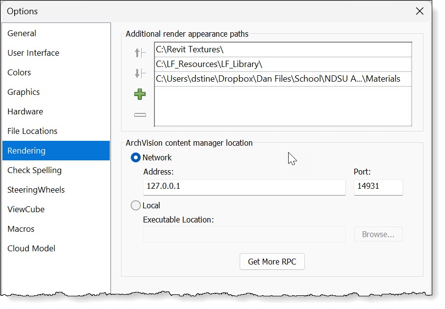 Revit-Provided Material Options for Enscape Users